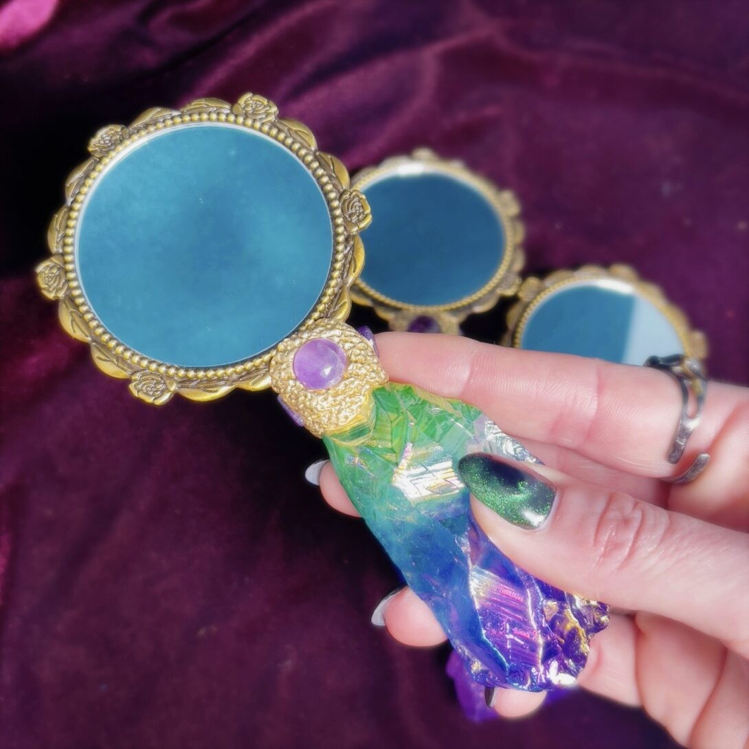 Home Shop Gems & Minerals Amethyst and Rainbow Aura Quartz Magical Mirror