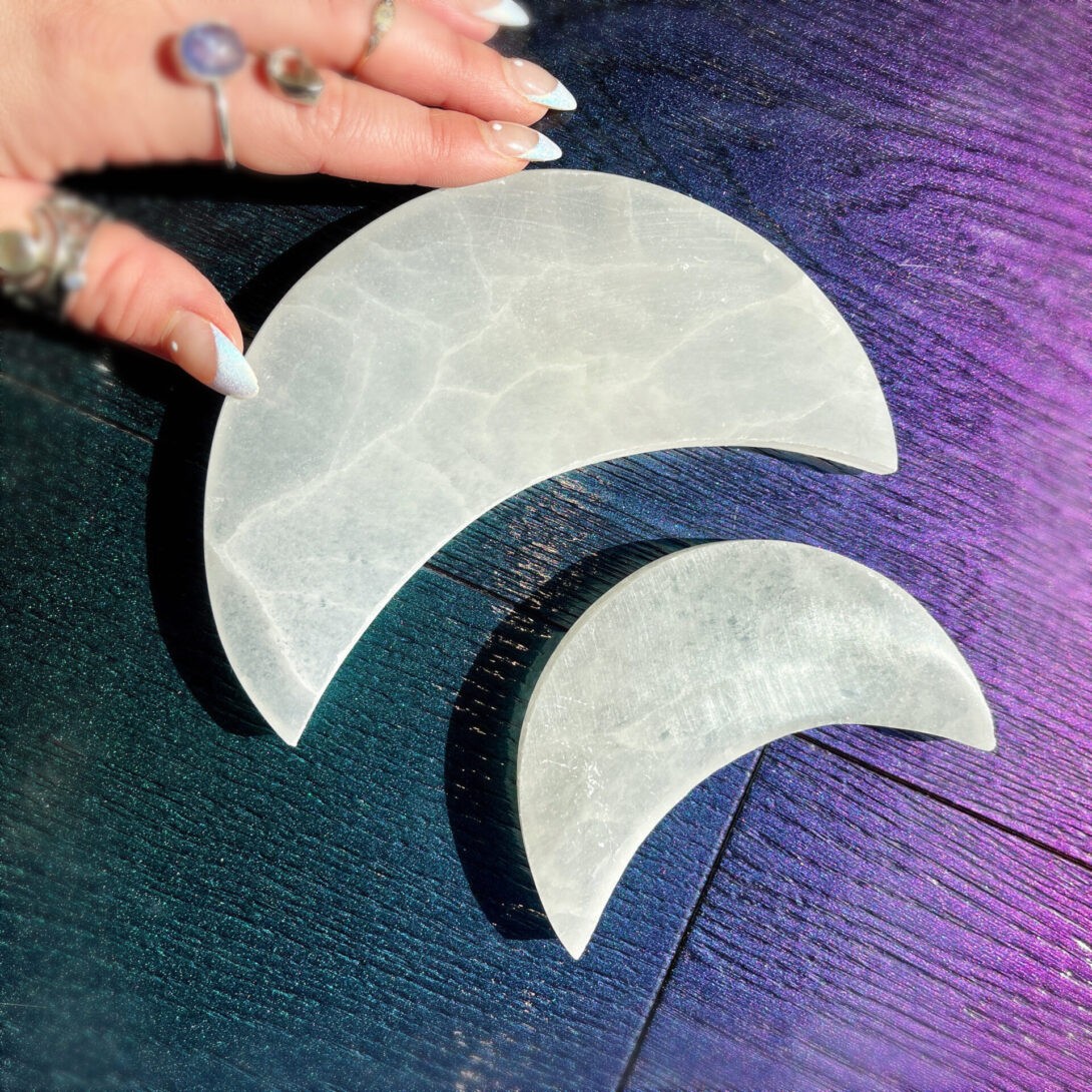 Sage Goddess Selenite Moon Charging Plate for lunar wisdom