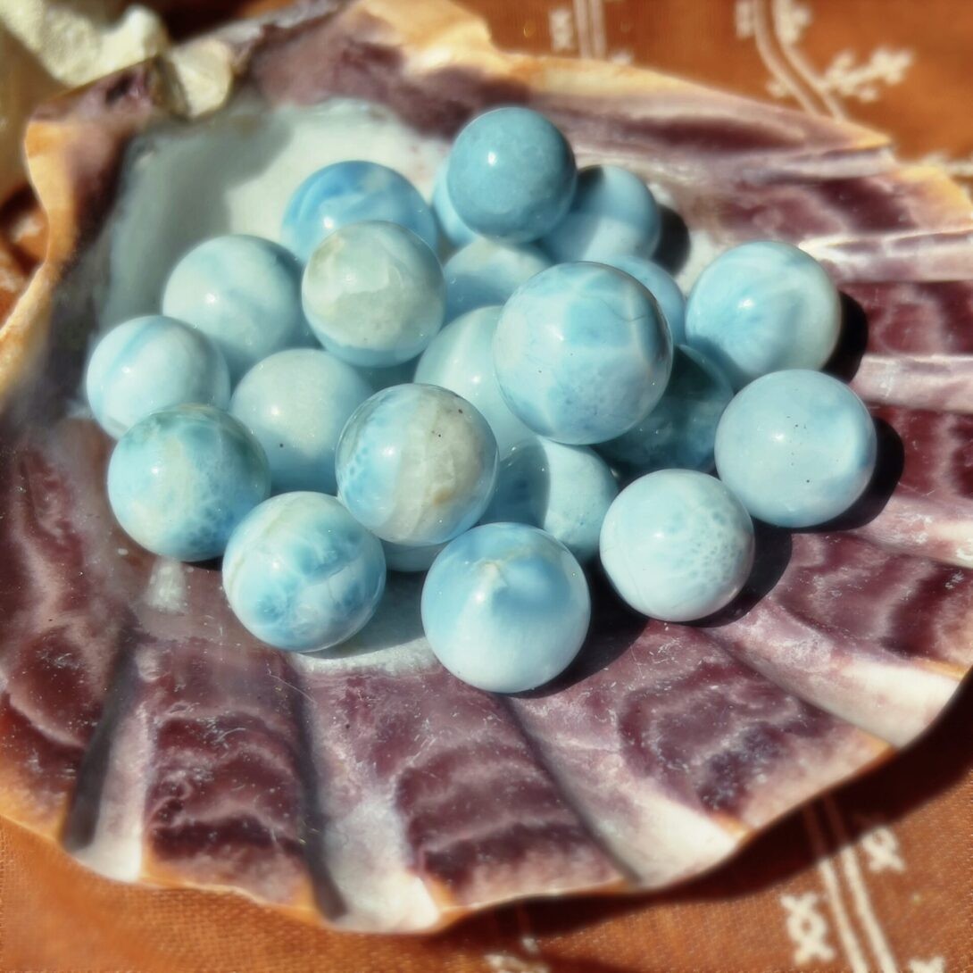 Home Shop Gems & Minerals Larimar Wisdom Mini Sphere