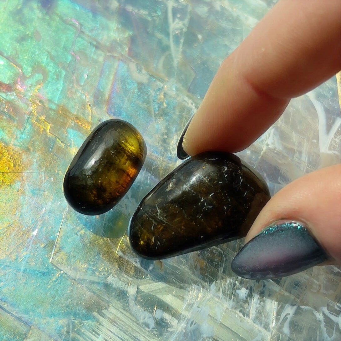 Sage Goddess Tumbled Dravite for energetic cleansing