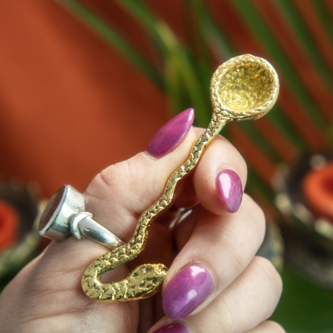Brass Snake Incense Spoon - Sage Goddess