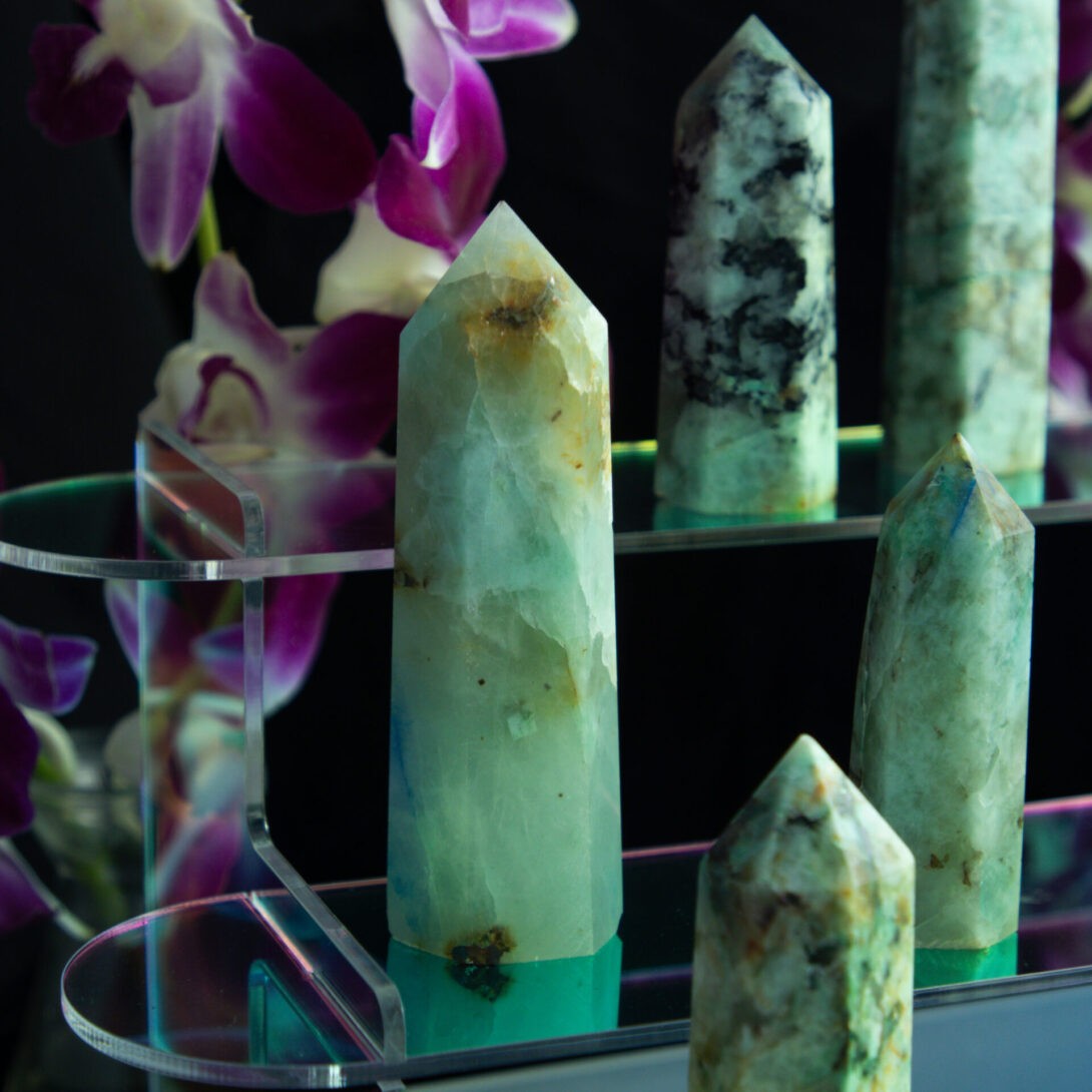 Sage Goddess Green Moonstone with Azurite and Quartz Generator