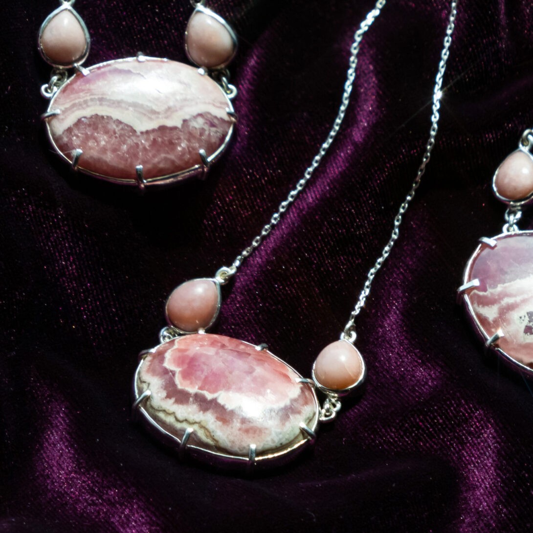 Sage Goddess Transform Through Love Rhodochrosite and Pink Opal Necklace