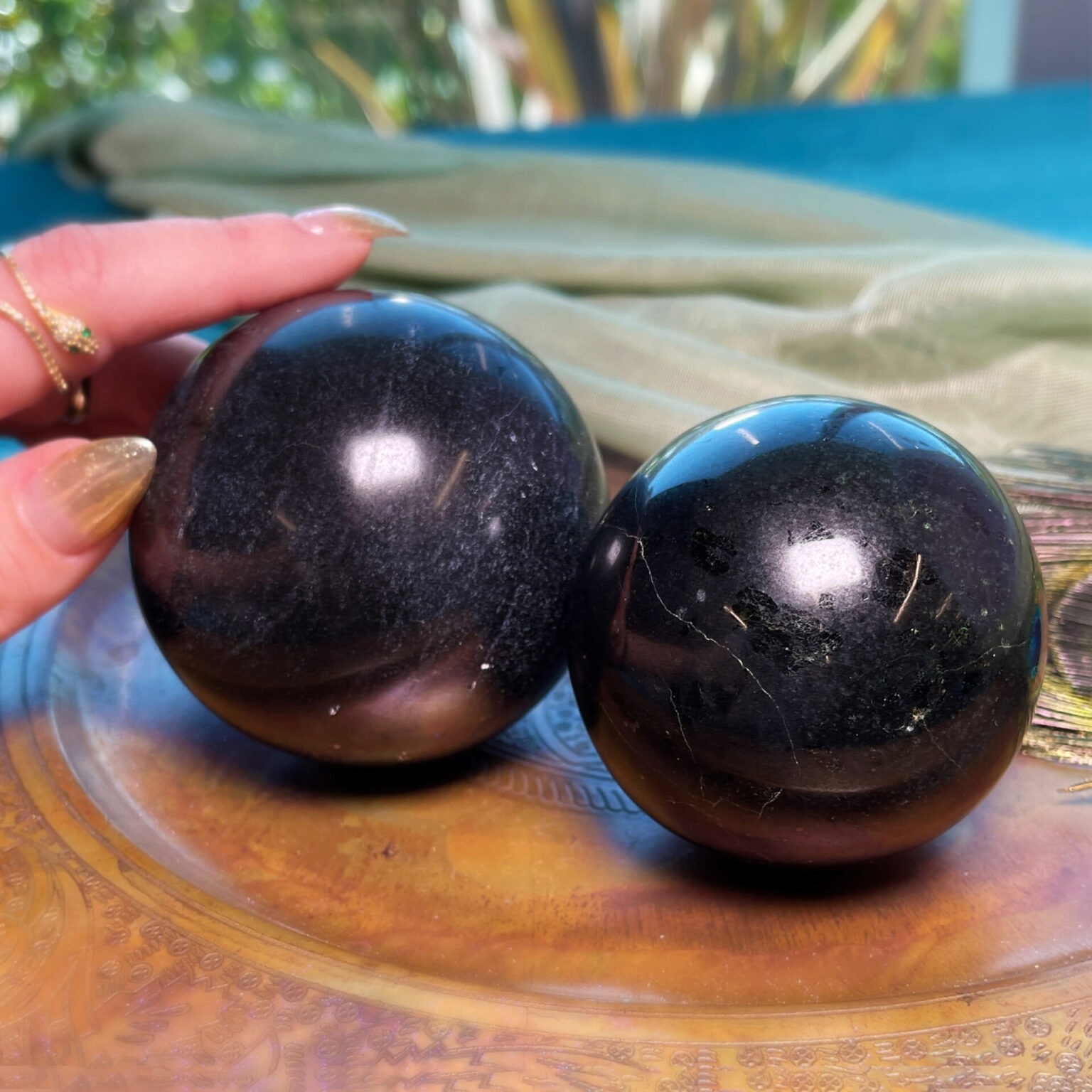 Black Tourmaline Sphere for protection & shielding - Sage Goddess
