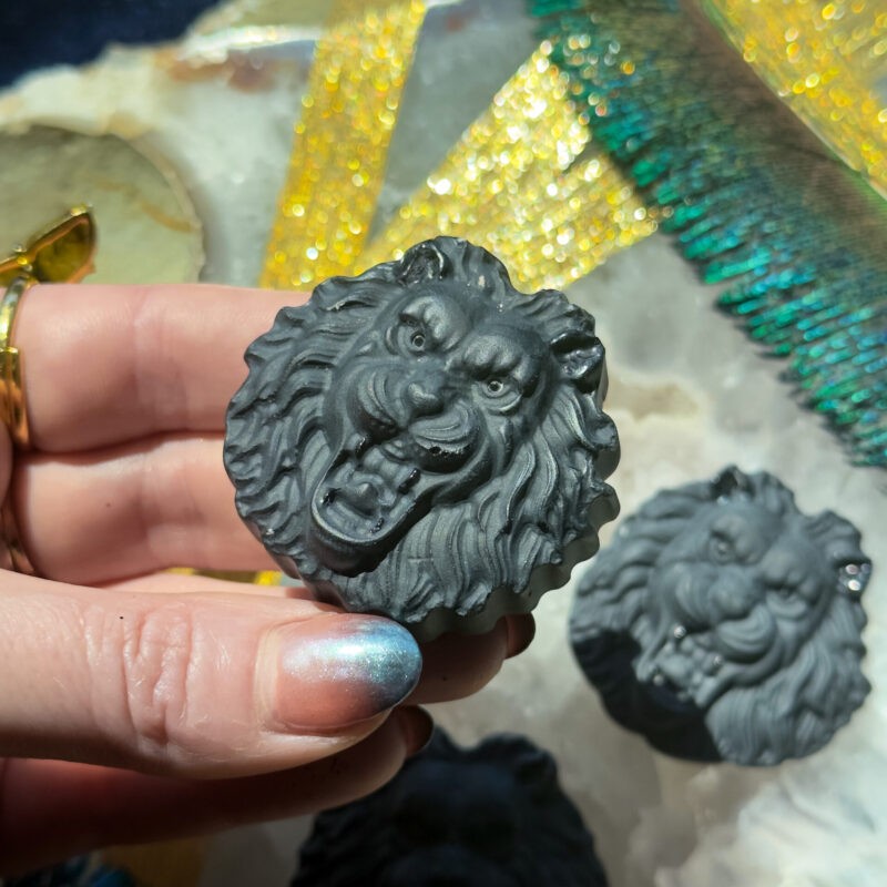 Sage Goddess Regal Guardian Black Obsidian Lion Head