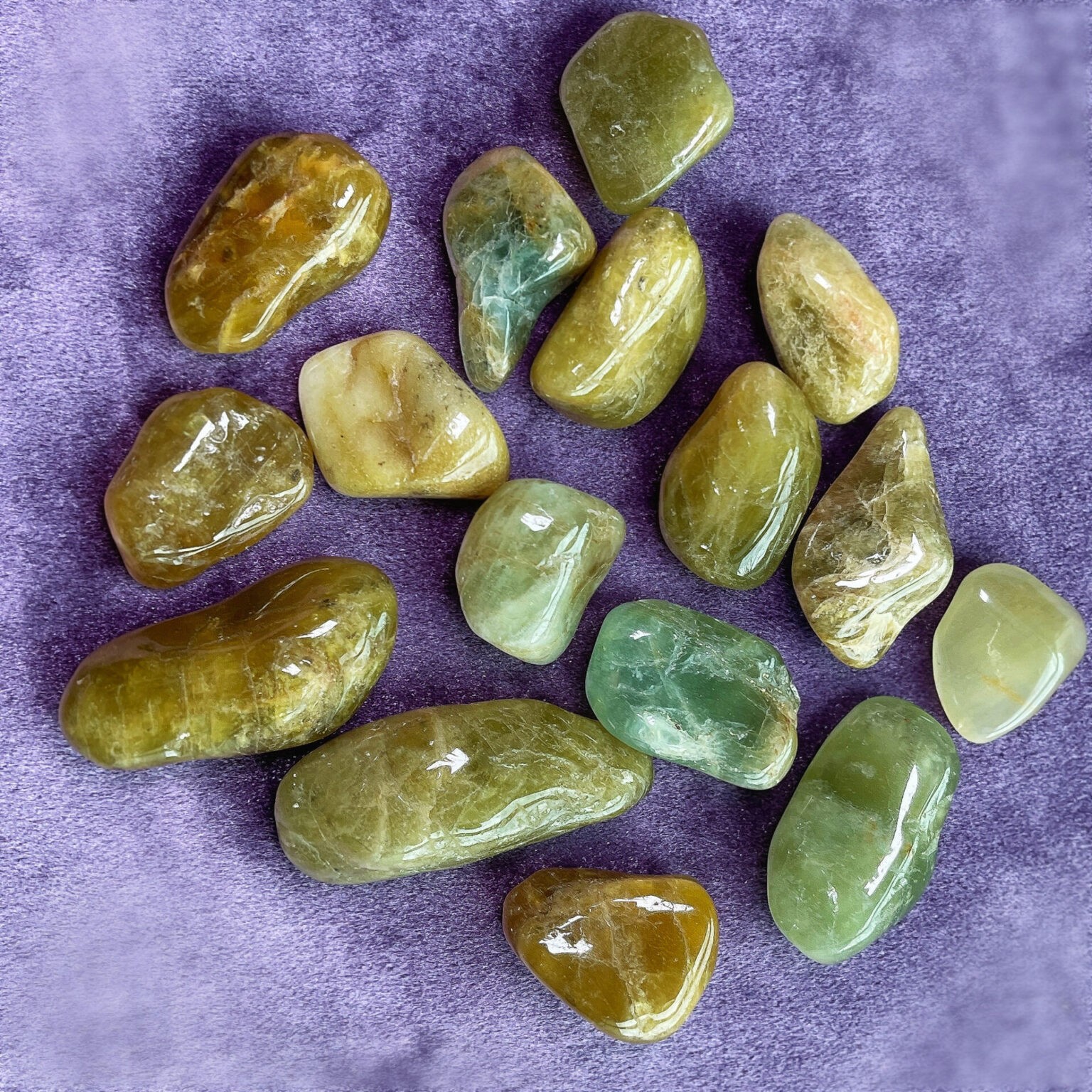 Sage Goddess Tumbled Heliodor with Aquamarine for confidence & creativity