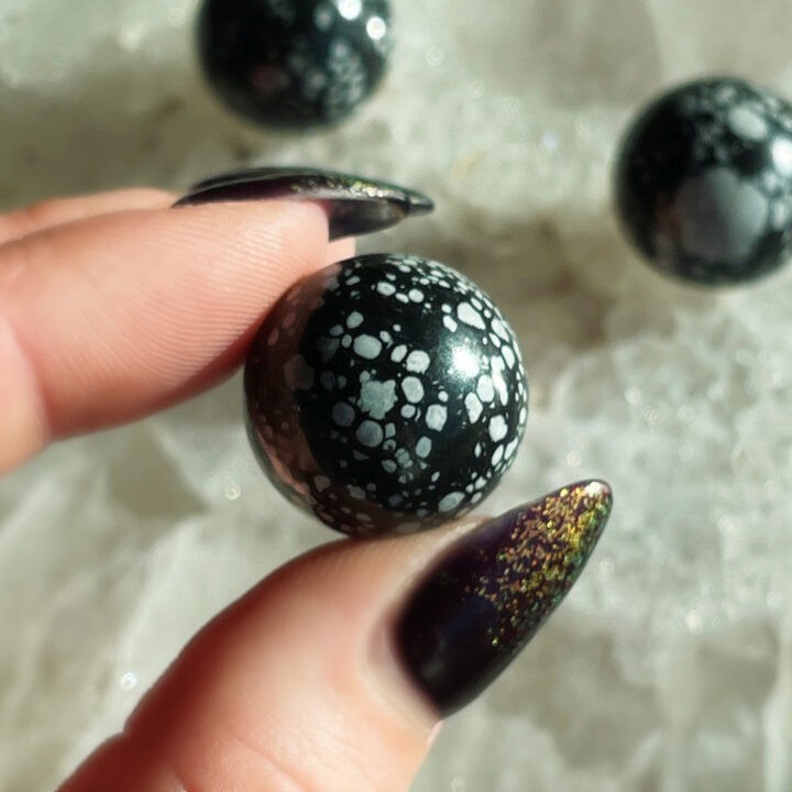 Snowflake Obsidian Mini Sphere for shadow work integration - Sage Goddess