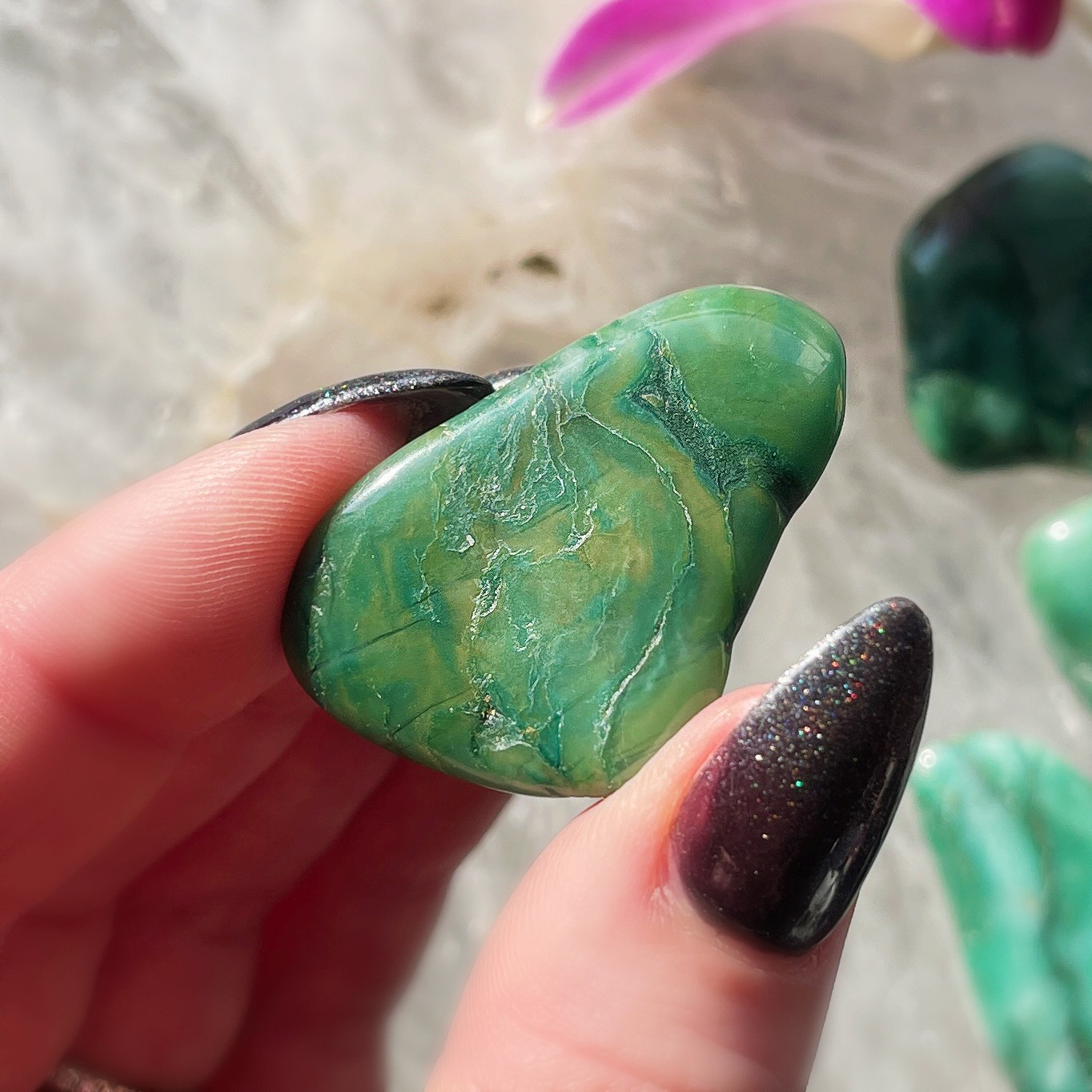 Sage Goddess Tumbled Verdite for ancient wisdom and deep healing