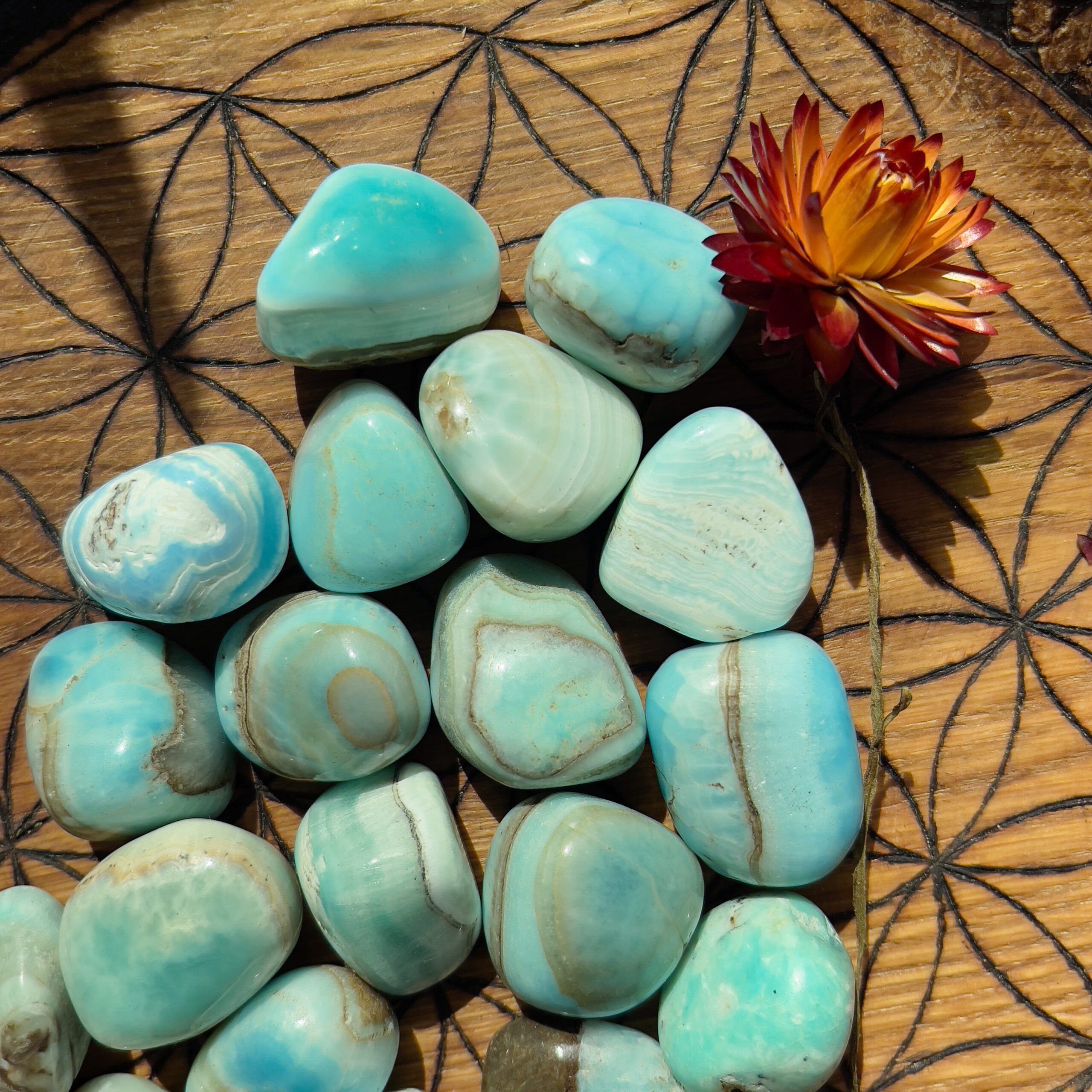 Tumbled Blue Hemimorphite for healing & compassion - Sage Goddess